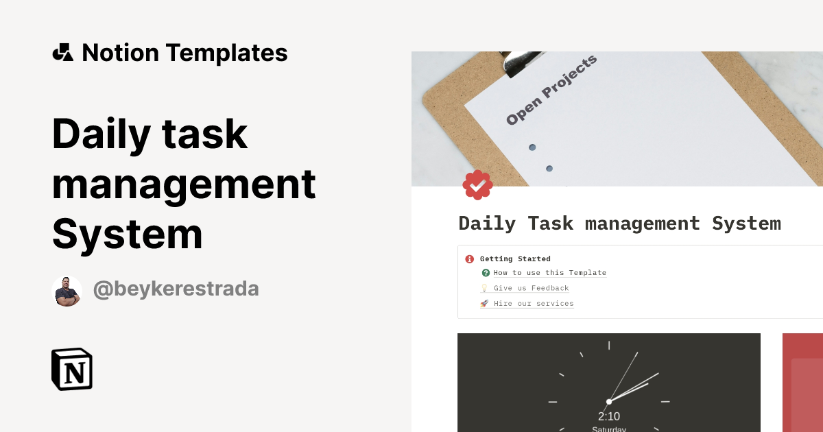 תבנית Daily task management System מאת Beyker Estrada | Marketplace של ...