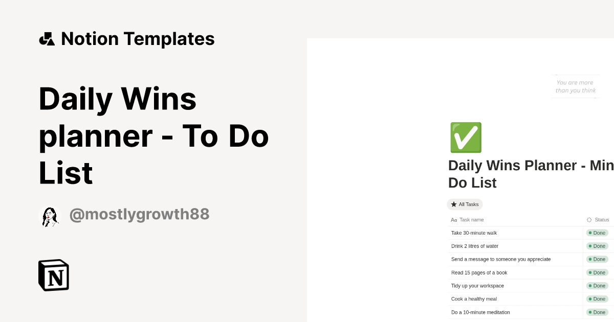 תבנית Daily Wins planner - To Do List מאת MostlyGrowth | Marketplace של ...