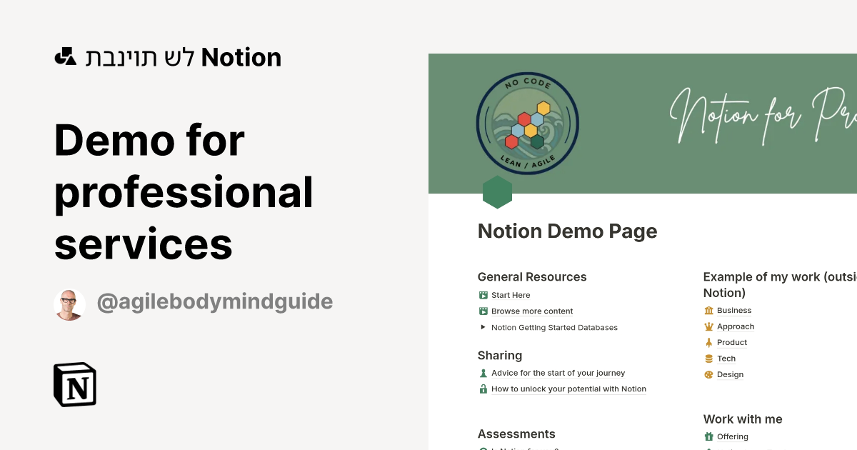 תבנית Demo for professional services | Marketplace של Notion