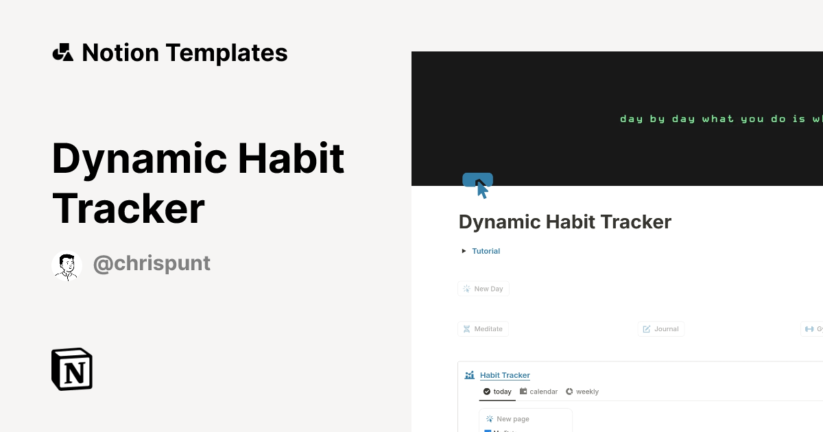 תבנית Dynamic Habit Tracker | Marketplace של Notion