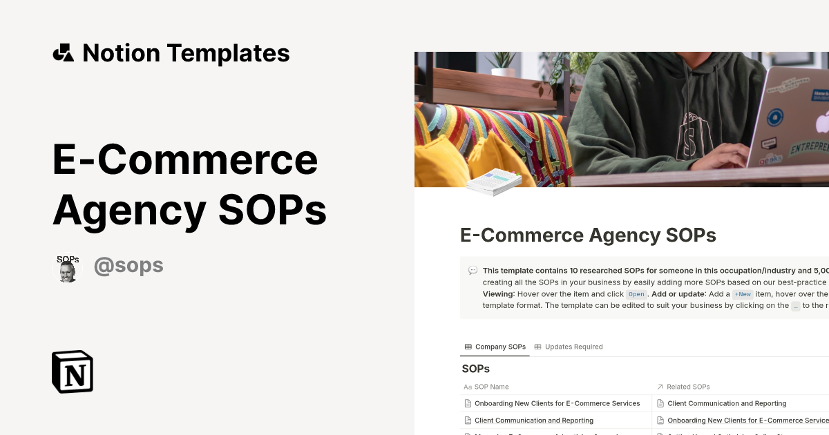 תבנית E-Commerce Agency SOPs | Marketplace של Notion