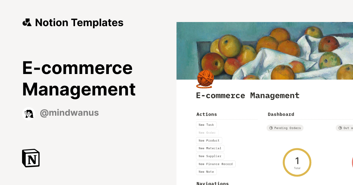 תבנית E-commerce Management | Marketplace של Notion