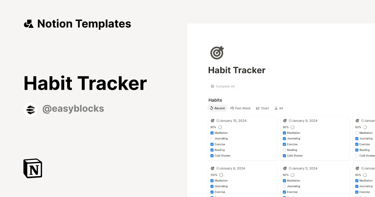 תבנית Habit Tracker | Marketplace של Notion