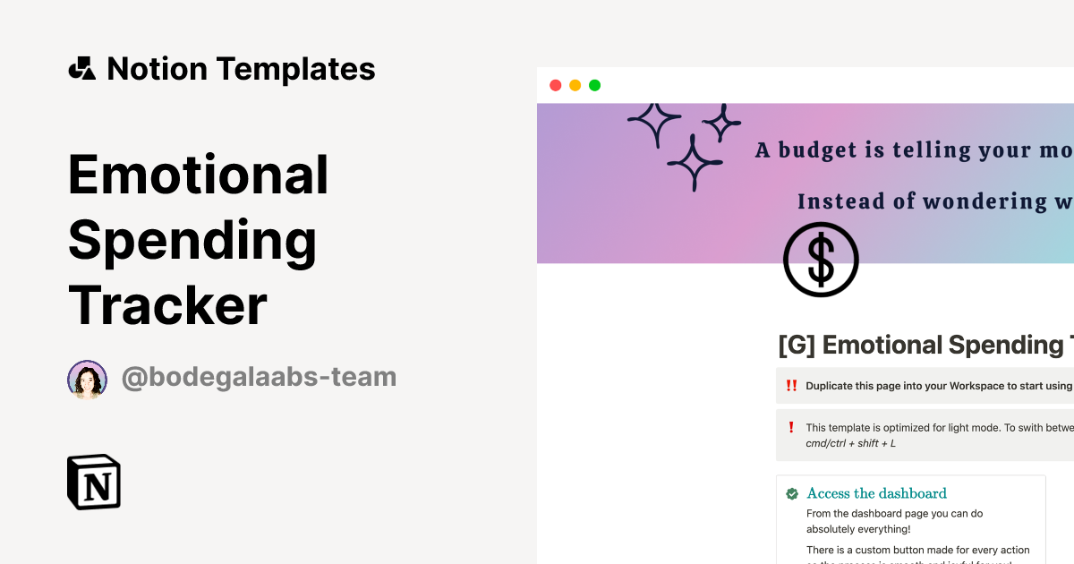 תבנית Emotional Spending Tracker | Marketplace של Notion