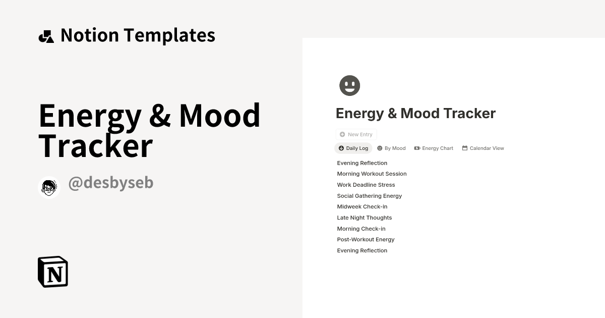 תבנית Energy & Mood Tracker | Marketplace של Notion
