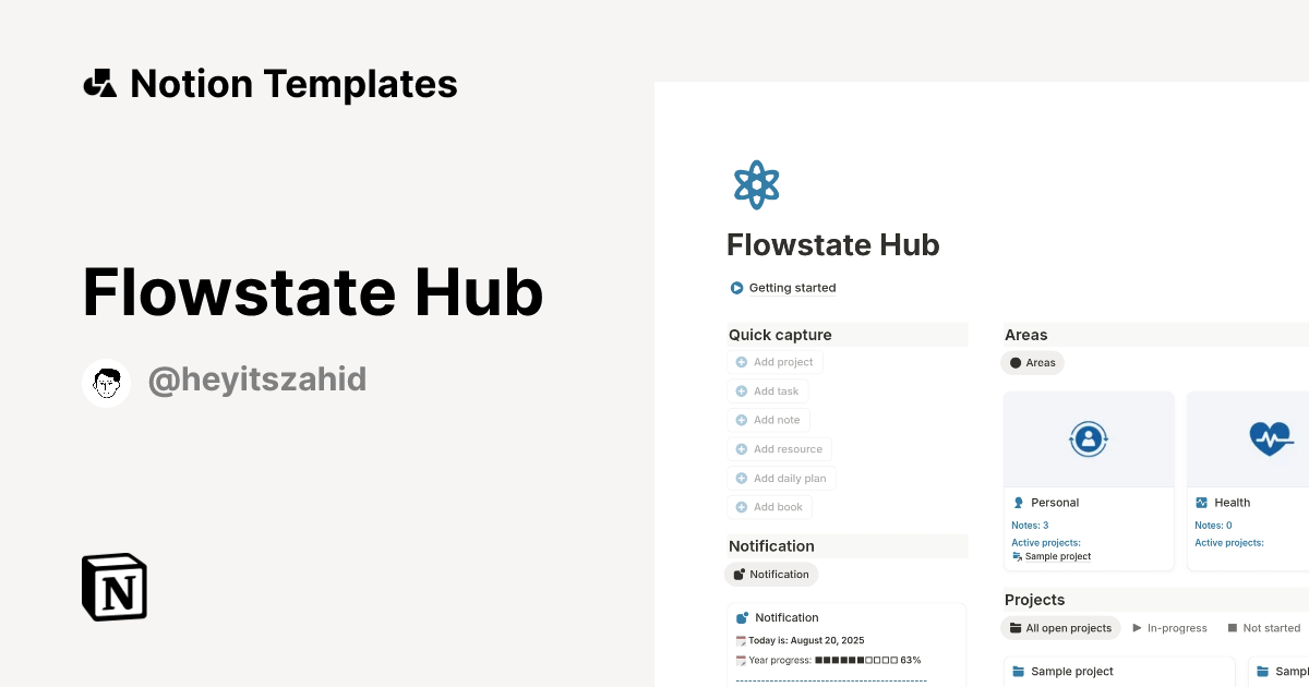 תבנית Flowstate Hub | Marketplace של Notion