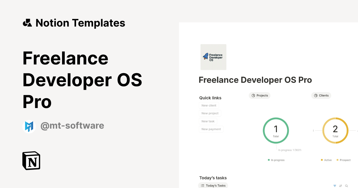 תבנית Freelance Developer OS Pro מאת MT Software | Marketplace של Notion