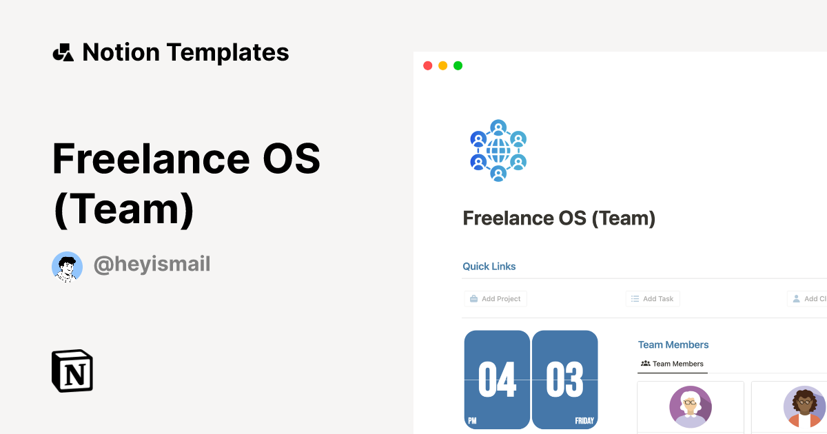 תבנית Freelance OS (Team) מאת heyismail | Marketplace של Notion