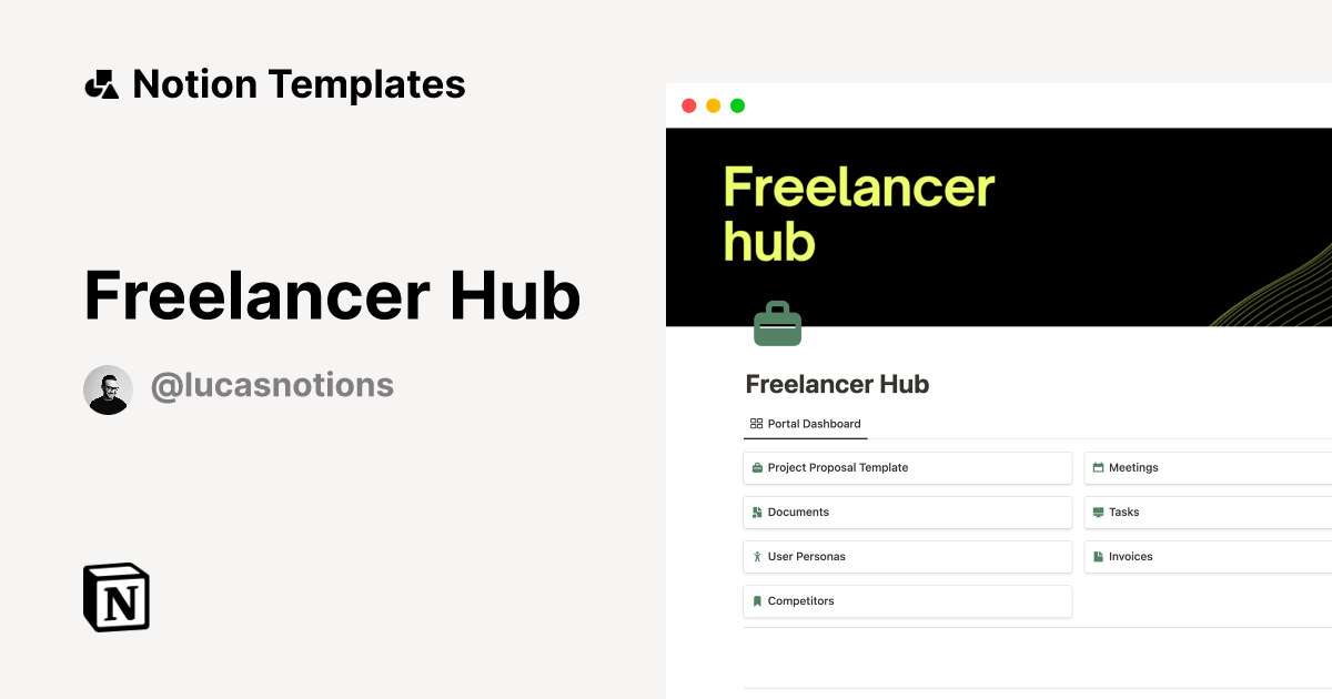 תבנית Freelancer Hub | Marketplace של Notion