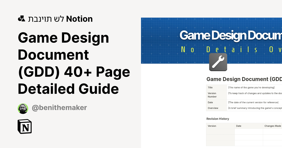תבנית Game Design Document (GDD) 40+ Page Detailed Guide מאת Beni ...