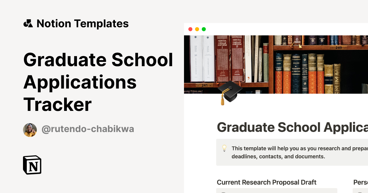 תבנית Graduate School Applications Tracker | Marketplace של Notion