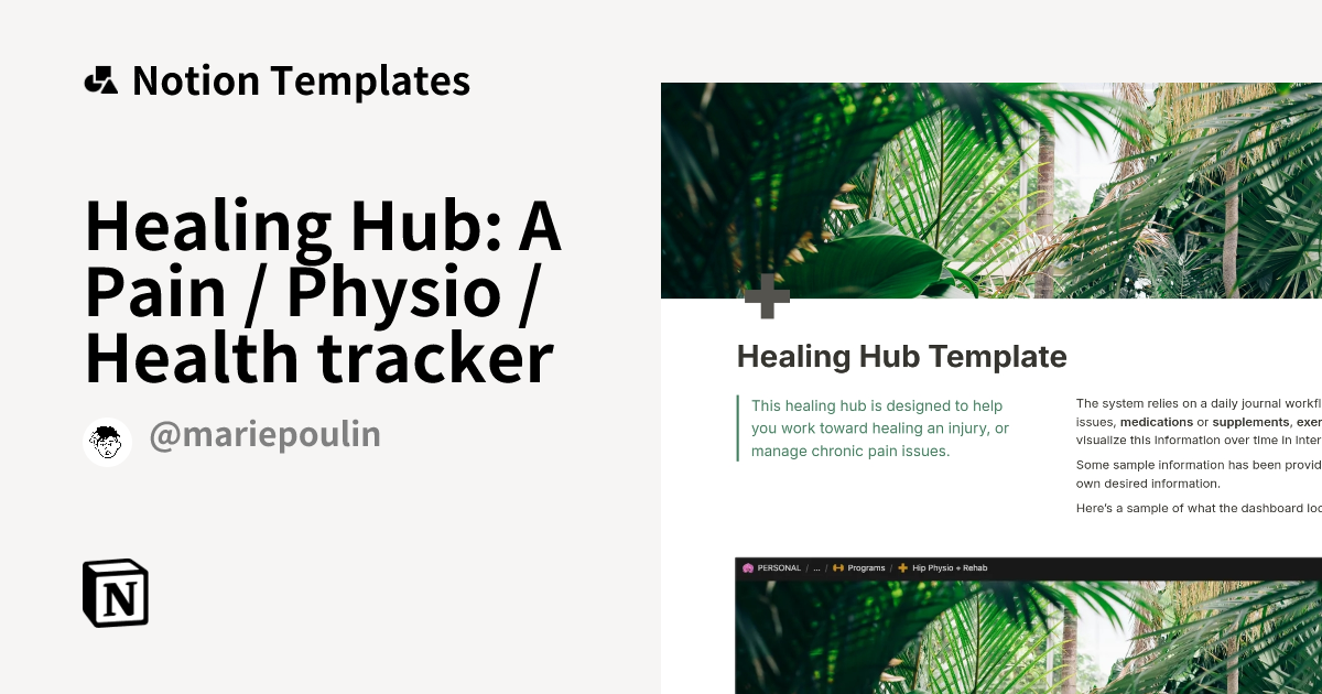 תבנית Healing Hub: A Pain / Physio / Health tracker מאת Marie Poulin ...