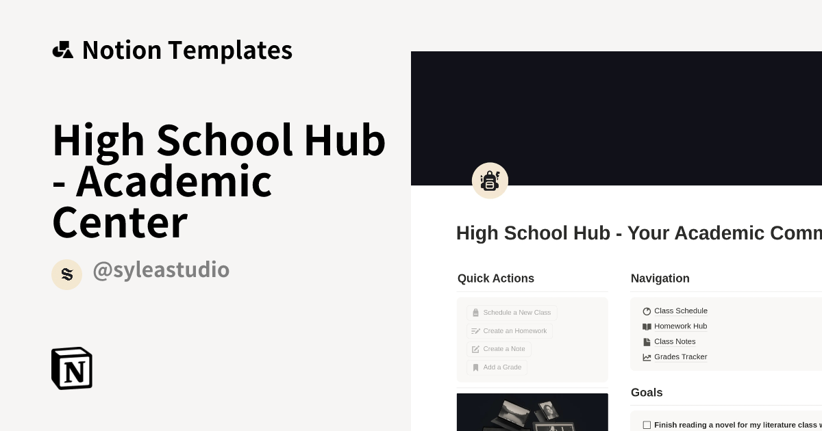 תבנית High School Hub - Academic Center | Marketplace של Notion