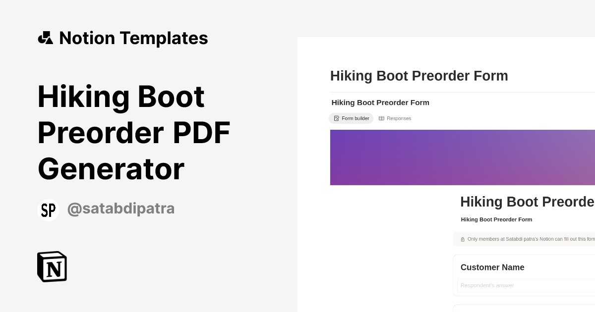 תבנית Hiking Boot Preorder PDF Generator מאת Satabdi Patra ...