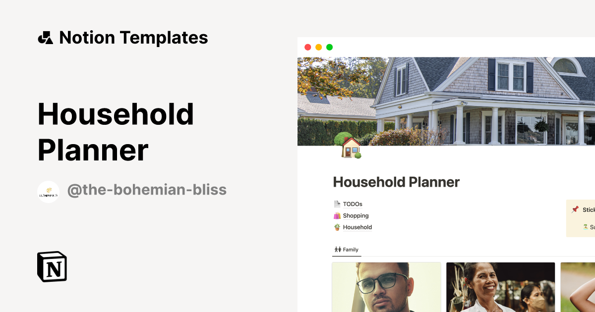 תבנית Household Planner מאת The Bohemian Bliss | Marketplace של Notion