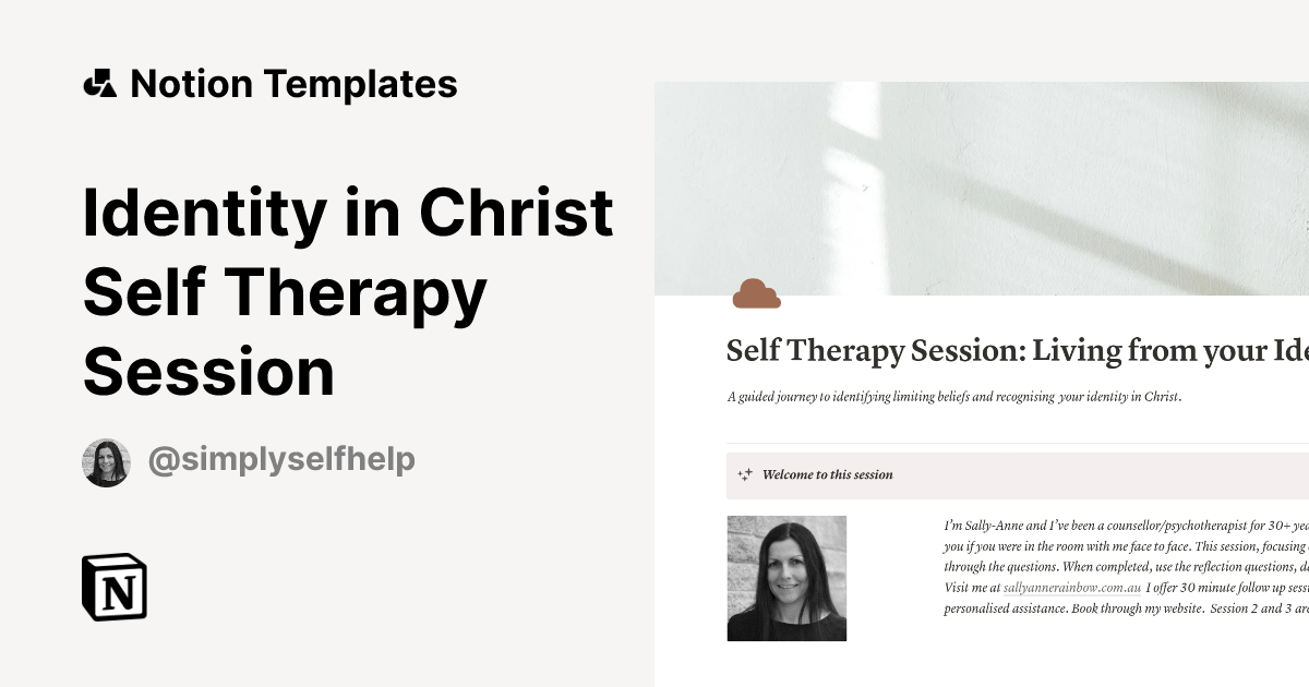תבנית Identity in Christ Self Therapy Session מאת Simply Self Help ...