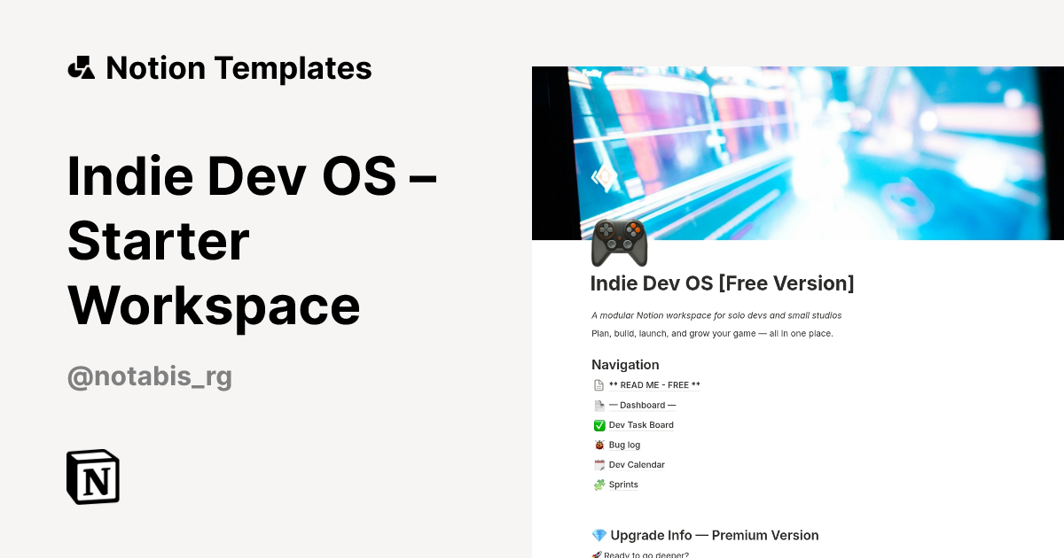 תבנית Indie Dev OS – Starter Workspace מאת NOTABIS Studio | Marketplace ...