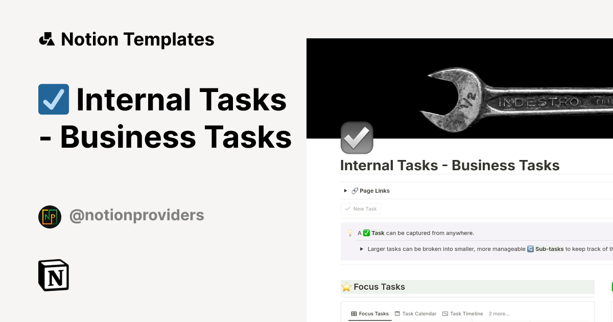 תבנית ☑ Internal Tasks - Business Tasks | Marketplace של Notion
