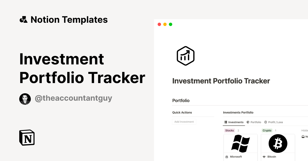 תבנית Investment Portfolio Tracker | Marketplace של Notion