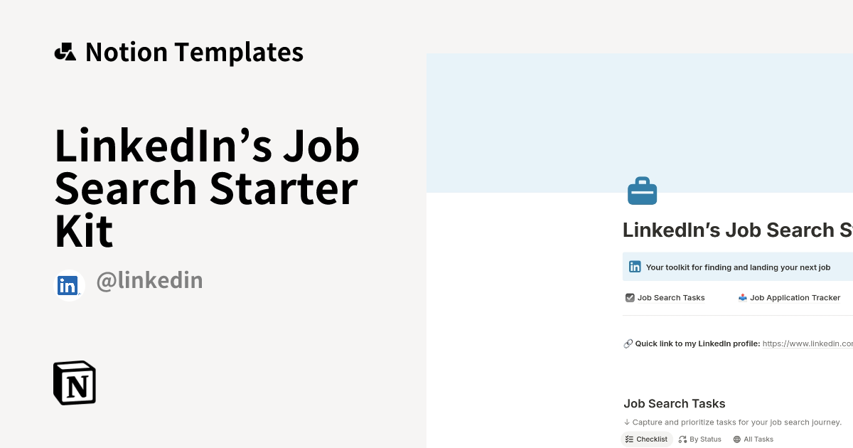 תבנית LinkedIn’s Job Search Starter Kit | Marketplace של Notion