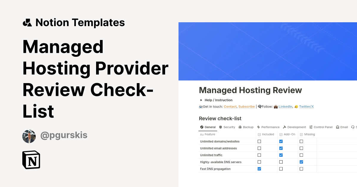 תבנית Managed Hosting Provider Review Check-List מאת Pavels Gurskis ...