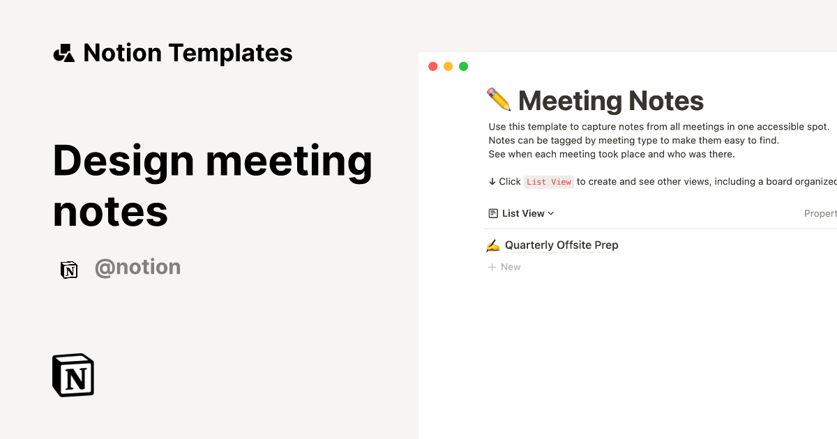 תבנית Design meeting notes 2026 | Marketplace של Notion