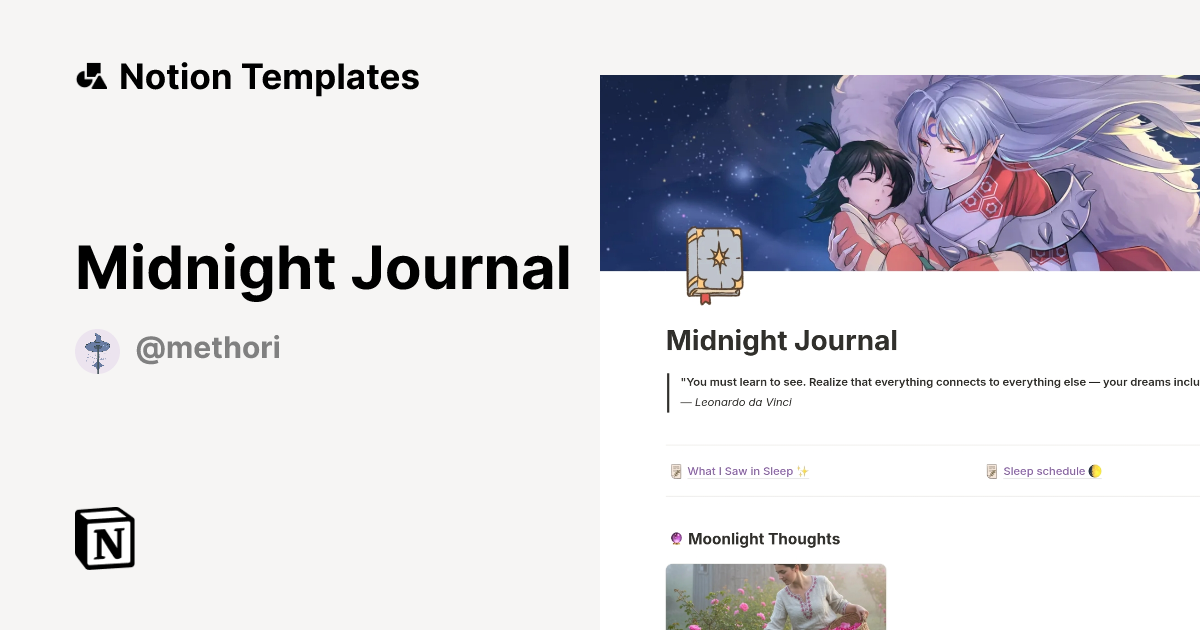תבנית Midnight Journal | Marketplace של Notion