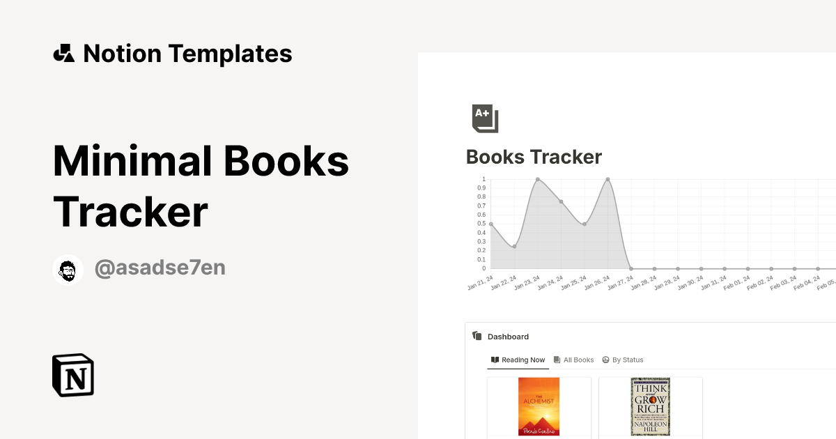 תבנית Minimal Books Tracker | Marketplace של Notion