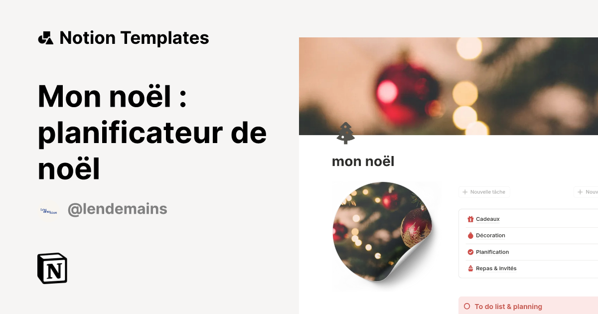 תבנית Mon noël : planificateur de noël מאת lendemains | Marketplace של ...