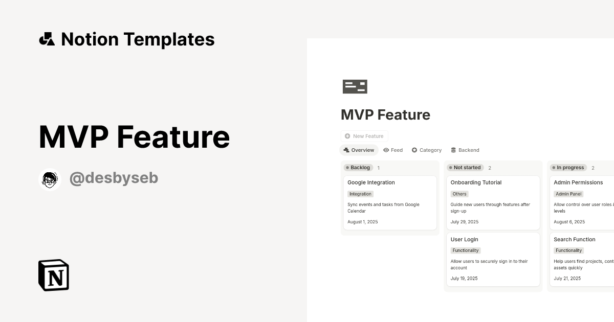 תבנית MVP Feature | Marketplace של Notion