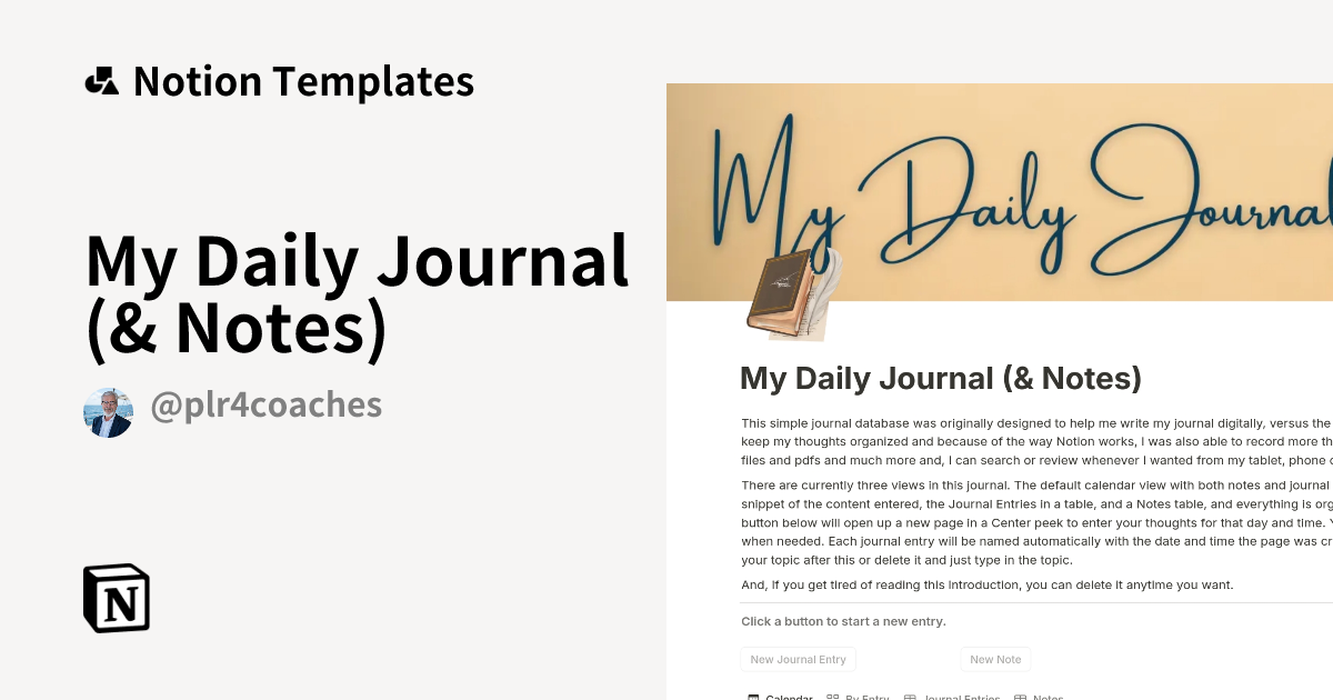 תבנית My Daily Journal (& Notes) | Marketplace של Notion