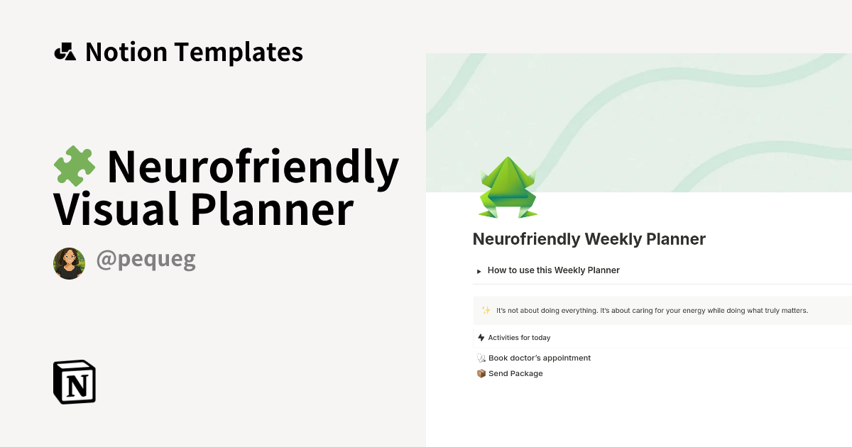 תבנית 🧩 Neurofriendly Visual Planner | Marketplace של Notion