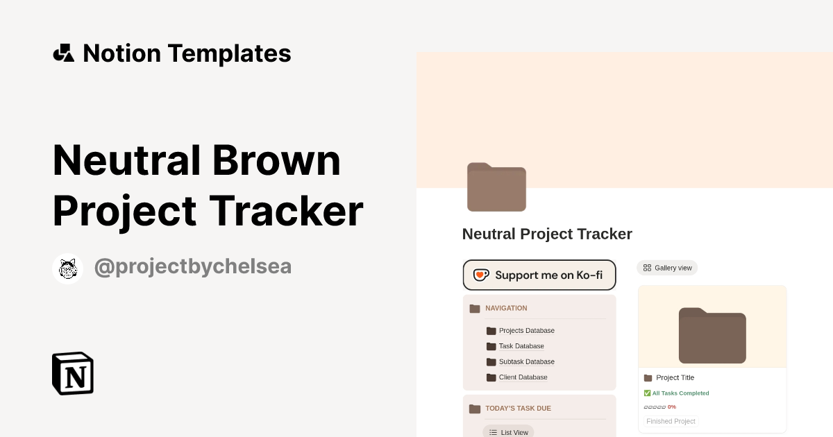 תבנית Neutral Brown Project Tracker | Marketplace של Notion