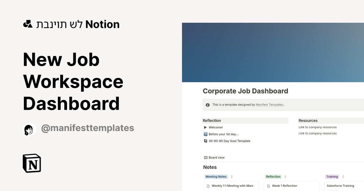 תבנית New Job Workspace Dashboard מאת Manifest Templates | Marketplace ...