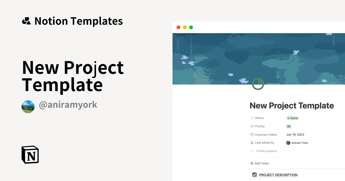 תבנית New Project Template מאת Ani | Marketplace של Notion