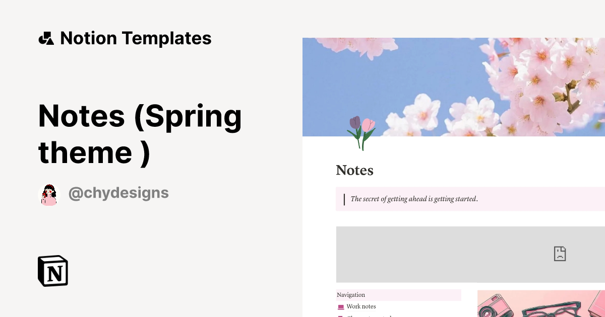 תבנית Notes (Spring theme ) מאת Chy M | Marketplace של Notion