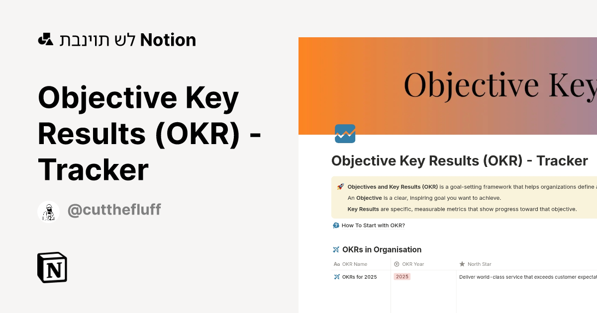תבנית Objective Key Results (OKR) - Tracker מאת CutTheFluff ...