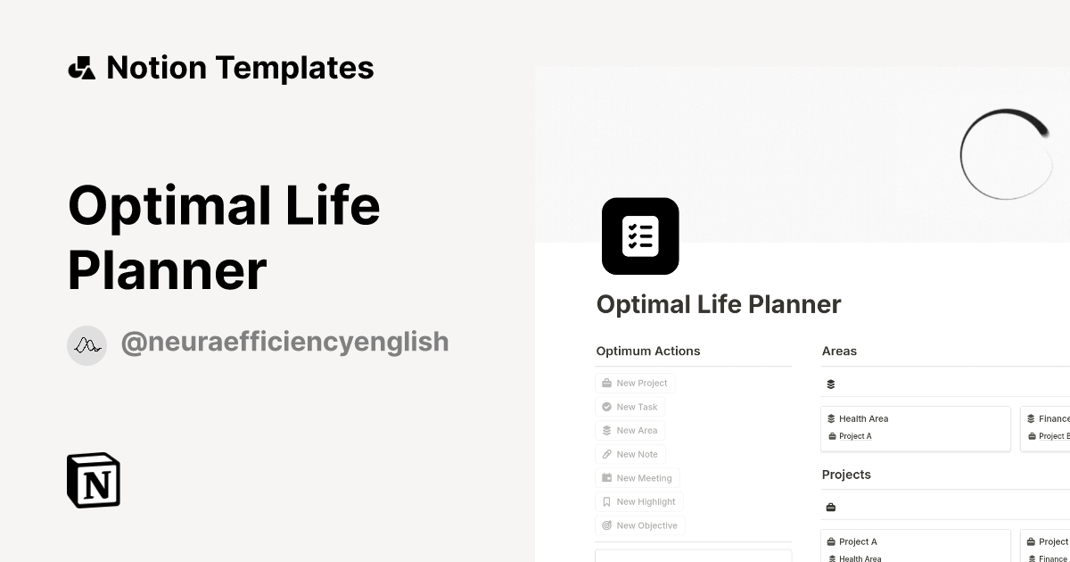תבנית Optimal Life Planner מאת Neuraefficiency | Marketplace של Notion