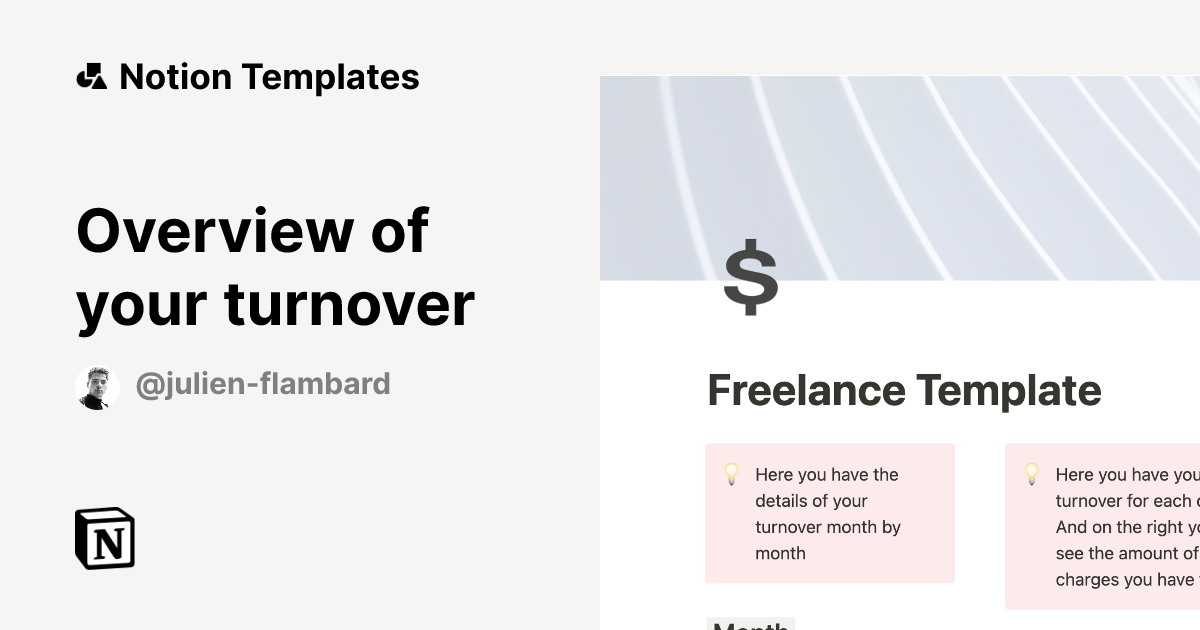 תבנית Overview of your turnover | Marketplace של Notion