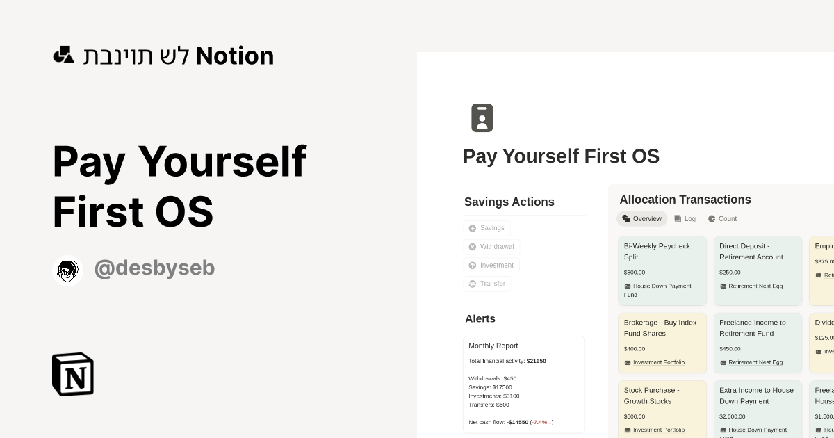 תבנית Pay Yourself First OS | Marketplace של Notion