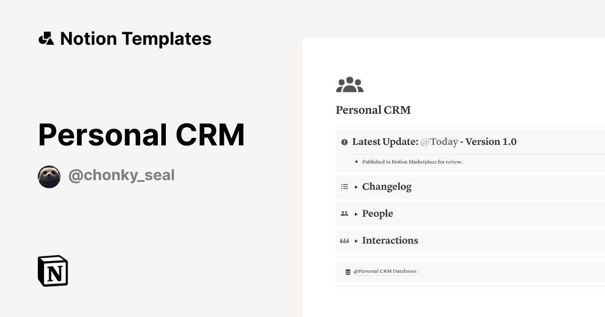 תבנית Personal CRM | Marketplace של Notion