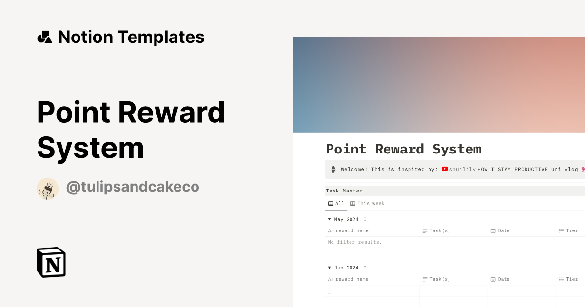 תבנית Point Reward System | Marketplace של Notion