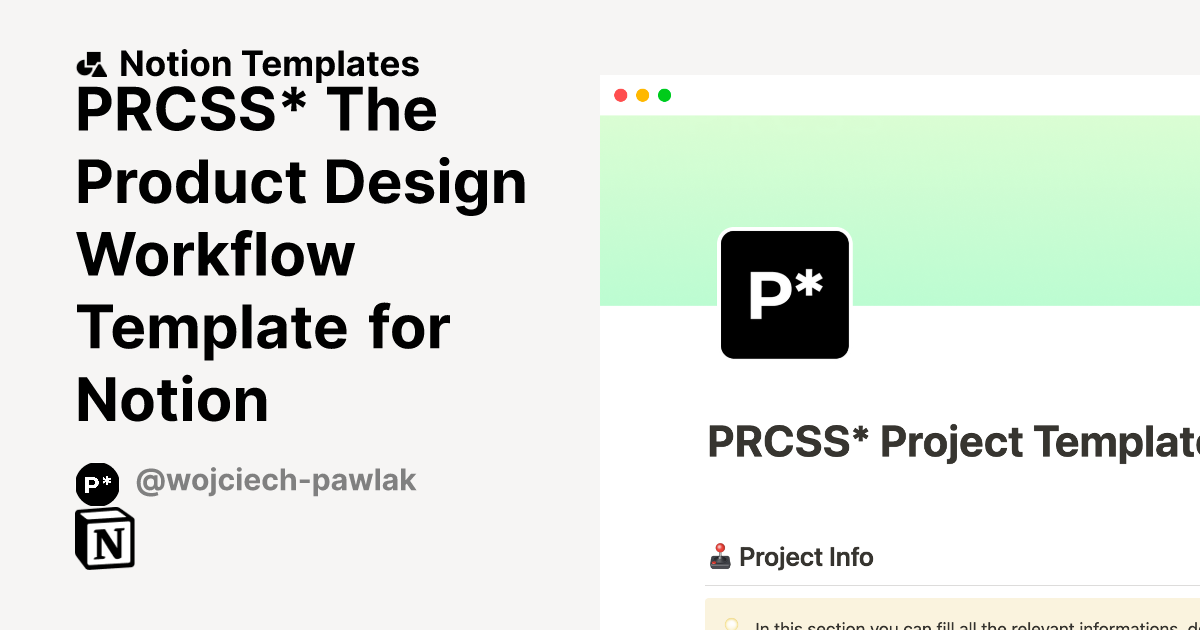 תבנית PRCSS* The Product Design Workflow Template for Notion מאת ...