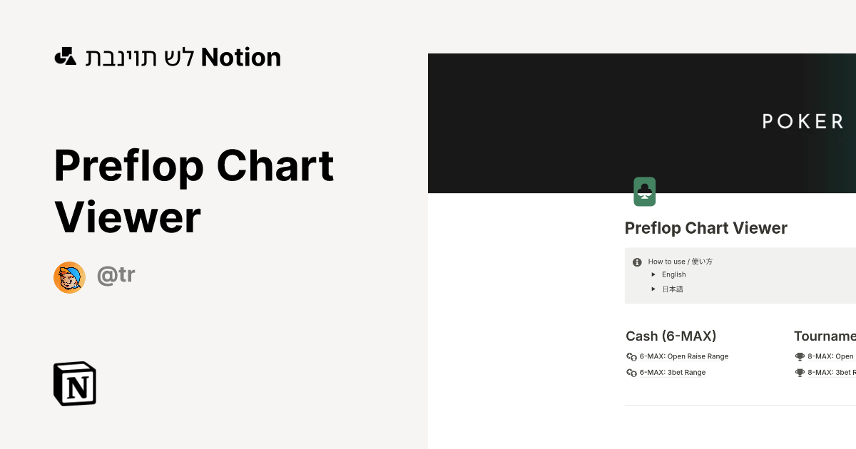 תבנית Preflop Chart Viewer | Marketplace של Notion