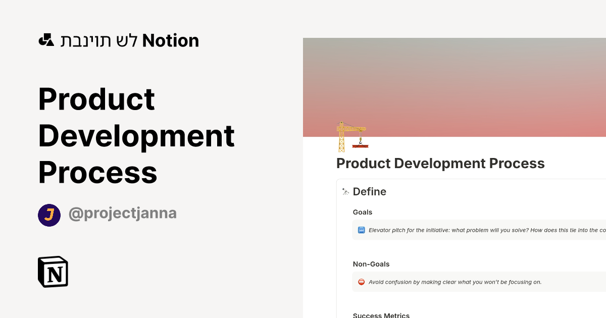 תבנית Product Development Process | Marketplace של Notion