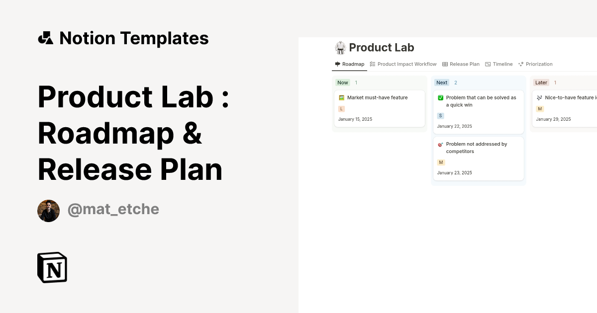 תבנית Product Lab : Roadmap & Release Plan מאת Mat Etche | Marketplace ...