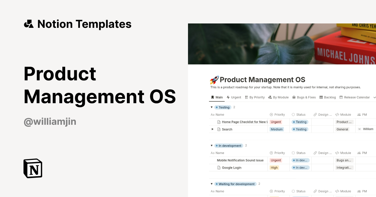 תבנית Product Management OS | Marketplace של Notion