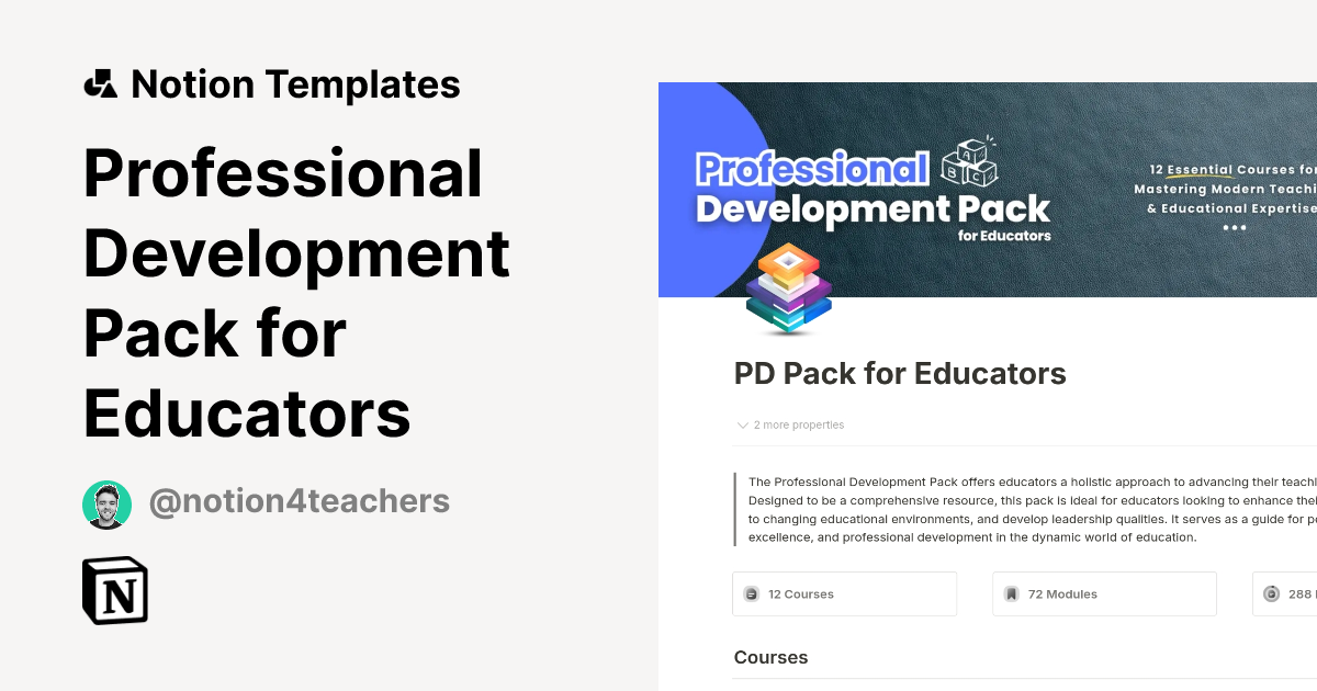 תבנית Professional Development Pack for Educators | Marketplace של Notion