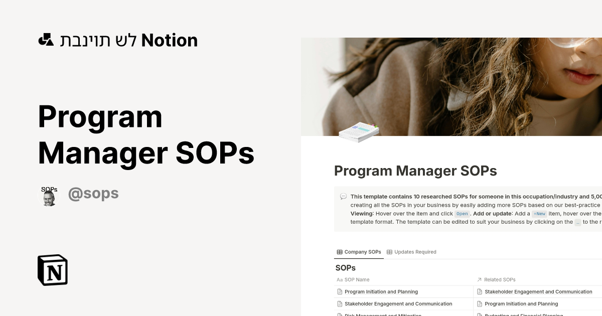 תבנית Program Manager SOPs | Marketplace של Notion