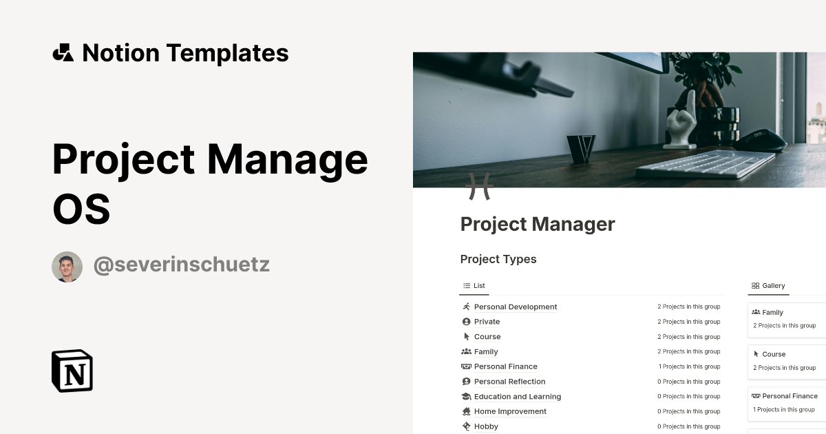 תבנית Project Manage OS | Marketplace של Notion